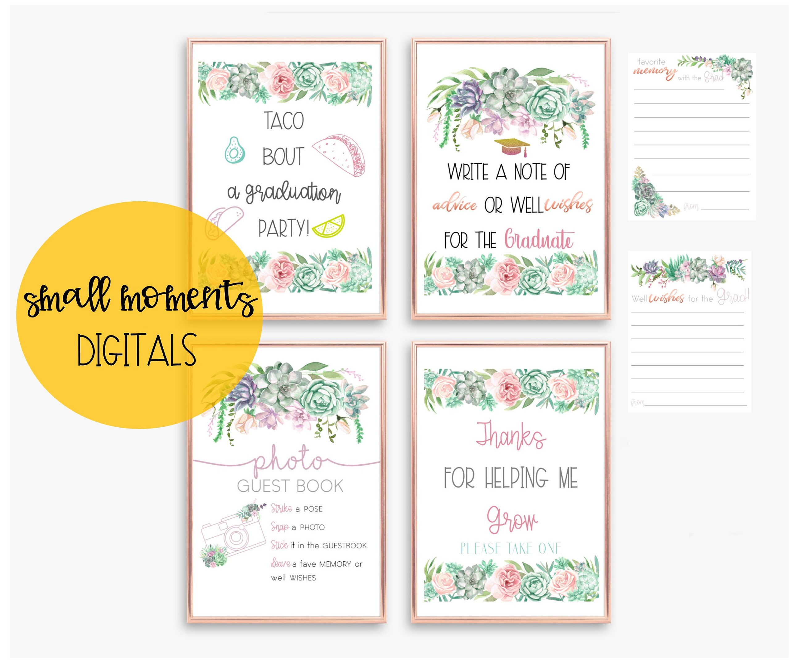 Succulent Theme Graduation Party Signs, Succulent Floral Party ...