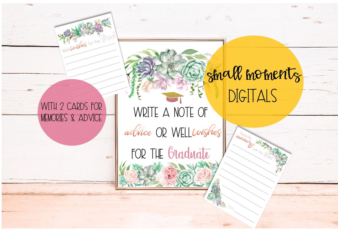 Memory Jar Cards, Advice for the Grad Cards & Sign, Succulent Theme ...