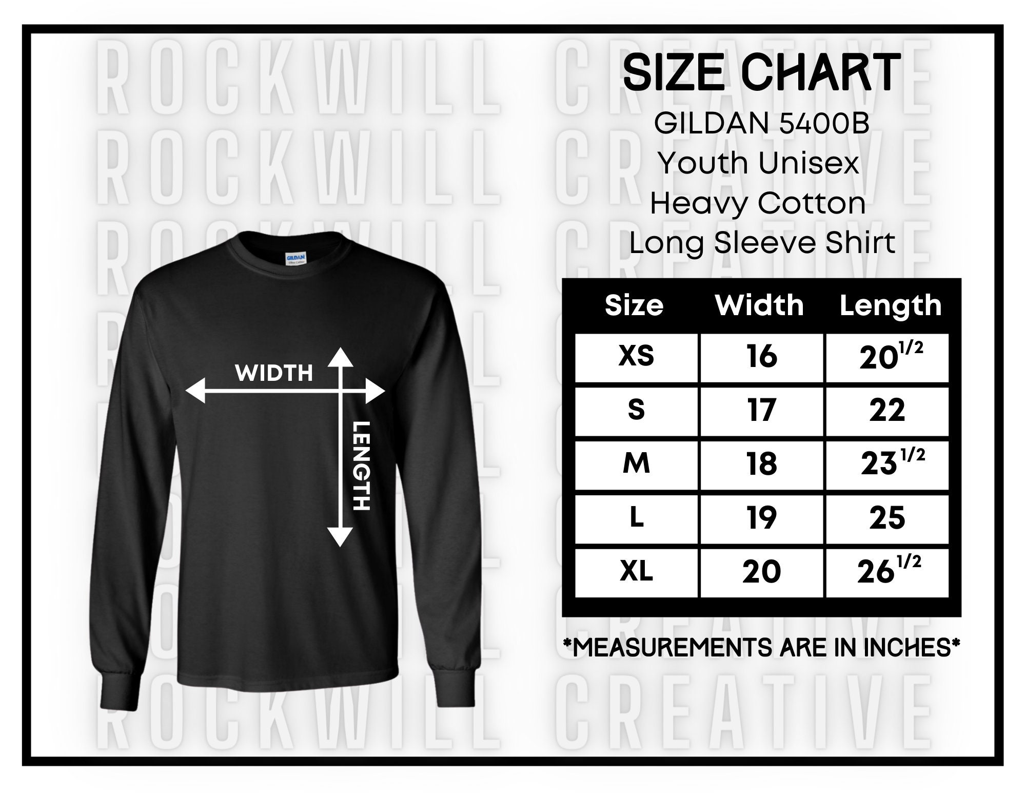 GILDAN 5400B Size Chart Guide Long Sleeve Youth T Shirt Size Chart GILDAN 5400B Size Chart Guide Long Sleeve Youth T Shirt Size Chart
