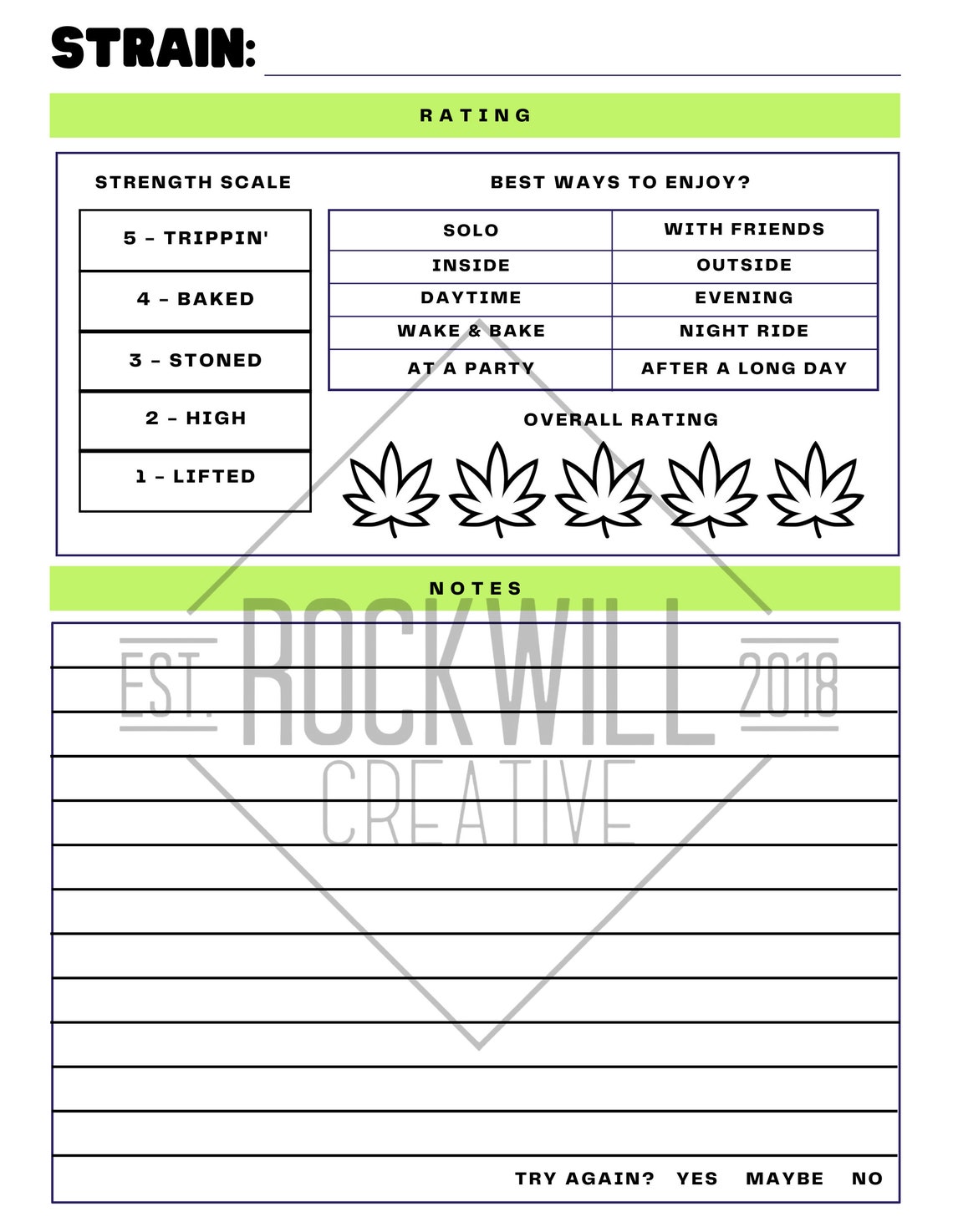 Cannabis Strain Tracker 2 Page Template Journal Printable Download Weed ...