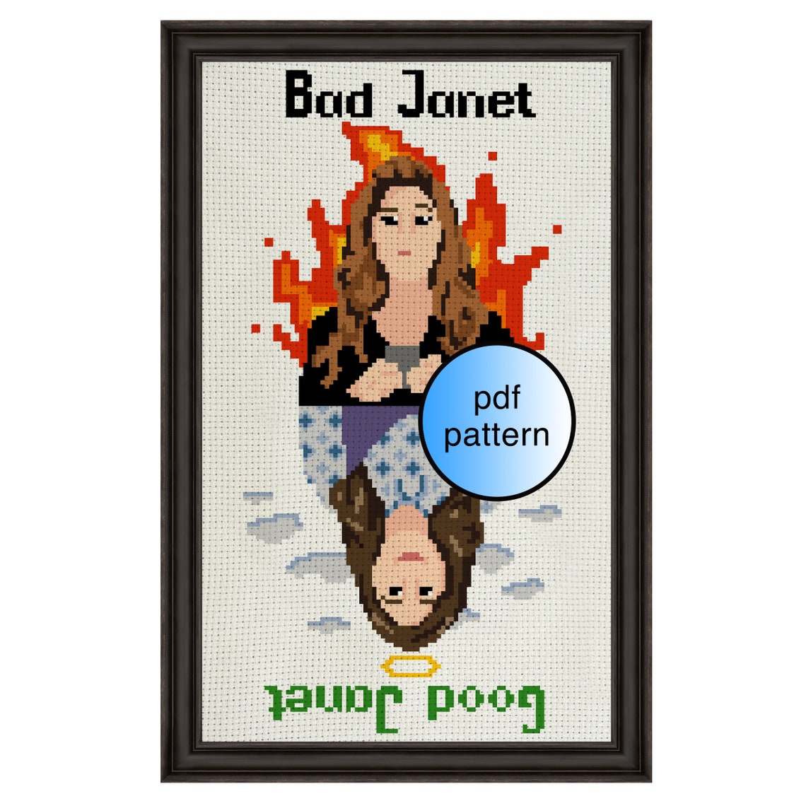 Good Janet Bad Janet the Good Place TV Show Cross Stitch Pdf Pattern - Etsy