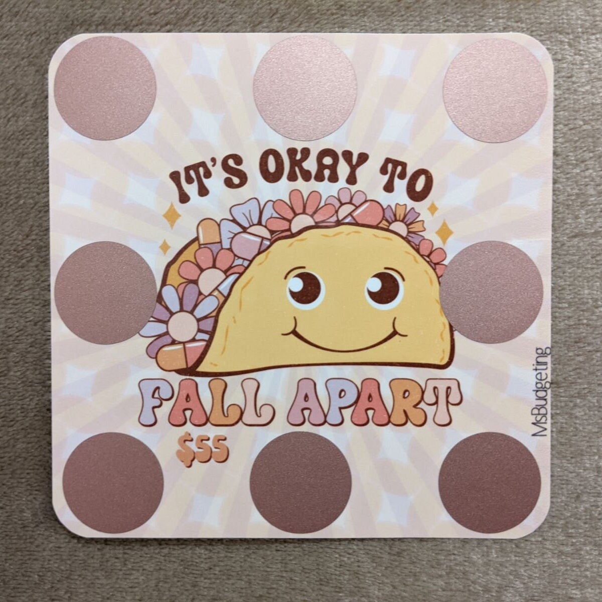 Retro Mental Health Taco Scratch off Savings Challenge - Etsy