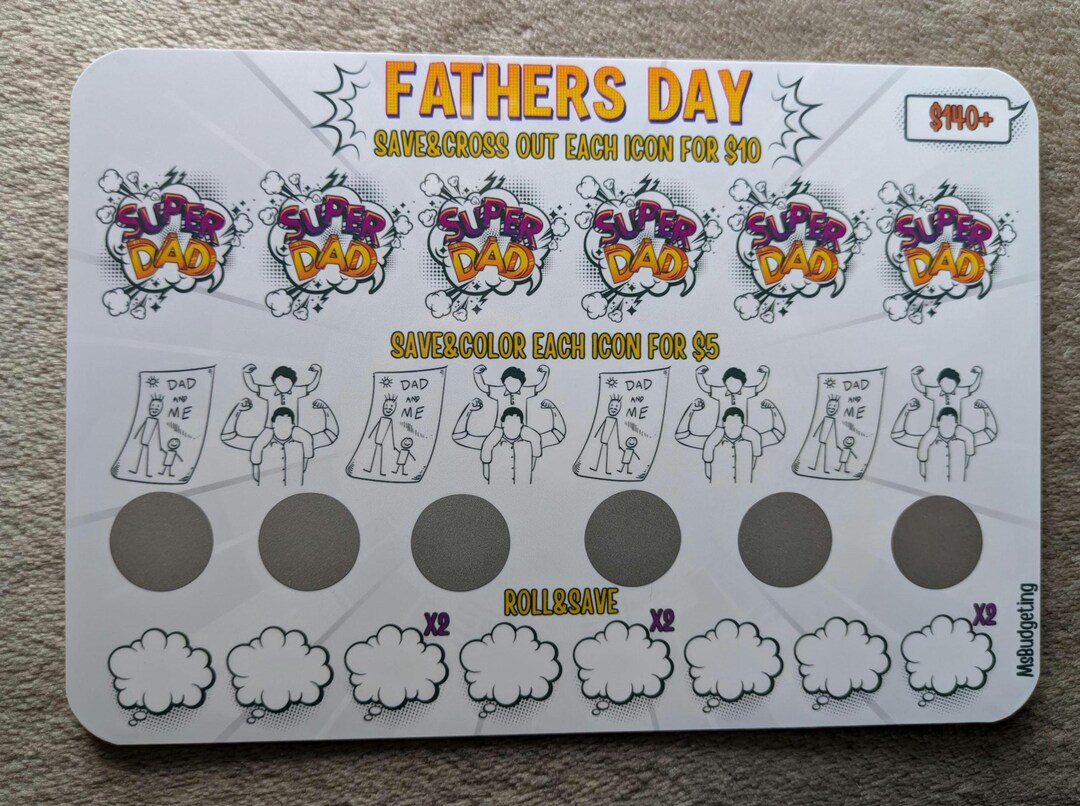 4-in-1 Father's Day Scratch off Savings Challenge - Etsy