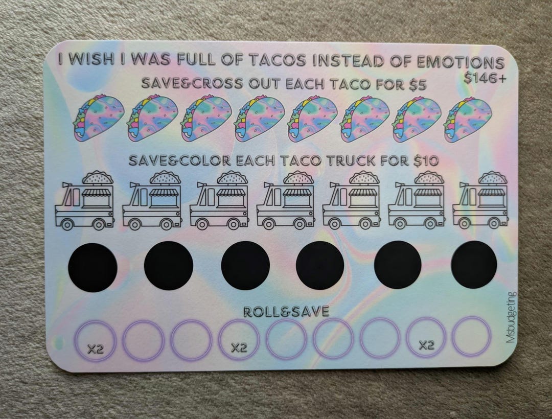 4-in-1 (neon) Full of Tacos Scratch off Savings Challenge - Etsy