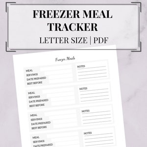 Freezer Meal Tracker Printable Freezer Log Frozen Food | Etsy