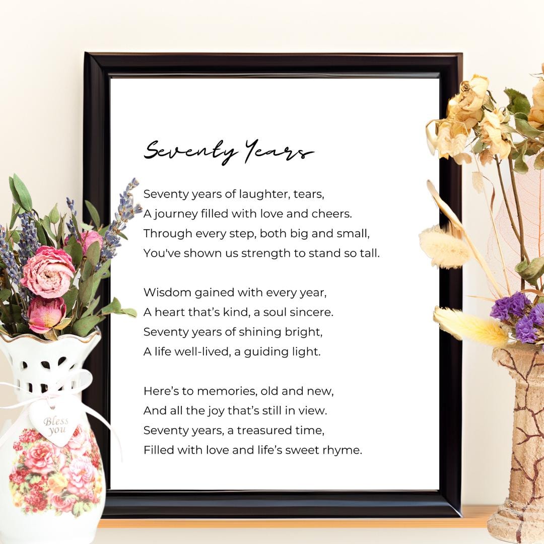 70th Birthday Gift Woman | Printable Digital Download 70th Birthday ...