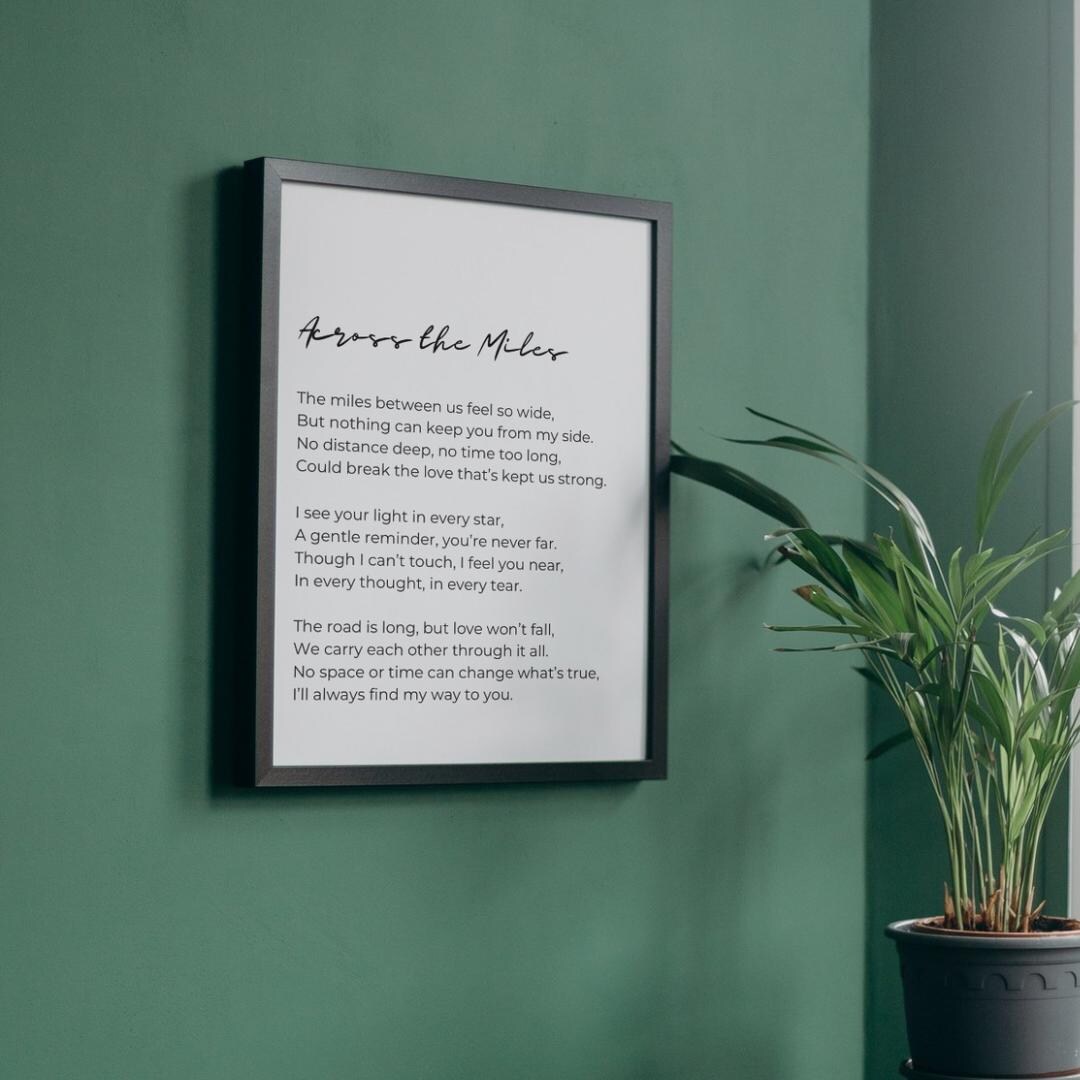 Across the Miles Poem | Long Distance Relationship Present Long ...