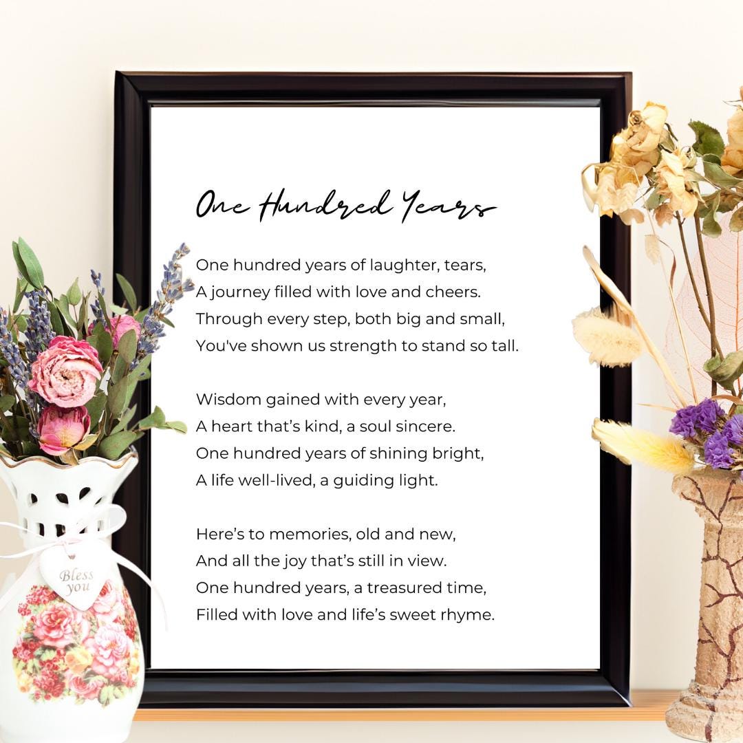 100th Birthday Gift | Printable 100th Birthday Gift for Women and Men ...