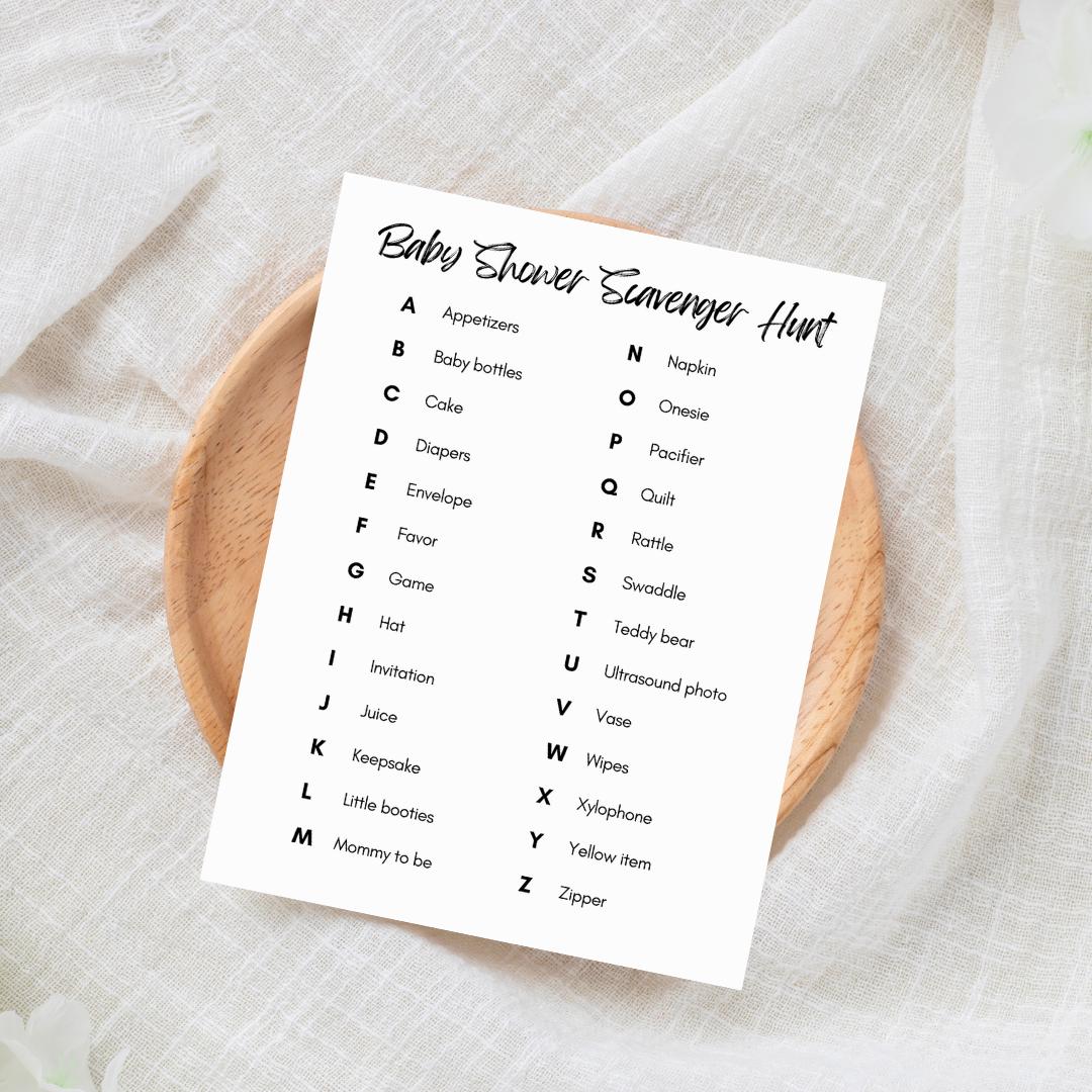 Baby Shower Scavenger Hunt | Printable Baby Shower Games, Printable ...