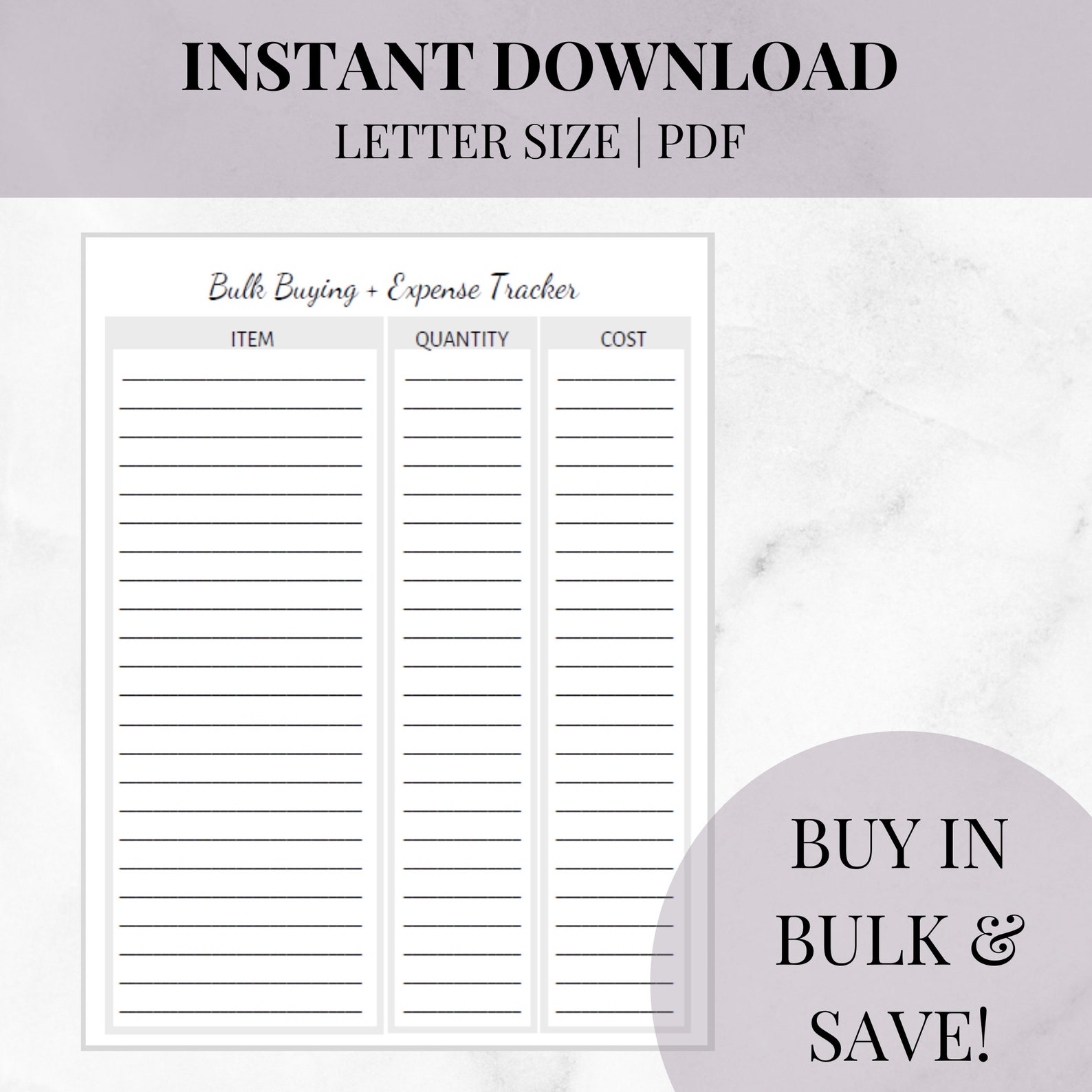 Grocery Price List, Bulk Grocery Budget, Expense Tracker, Meal Planner ...