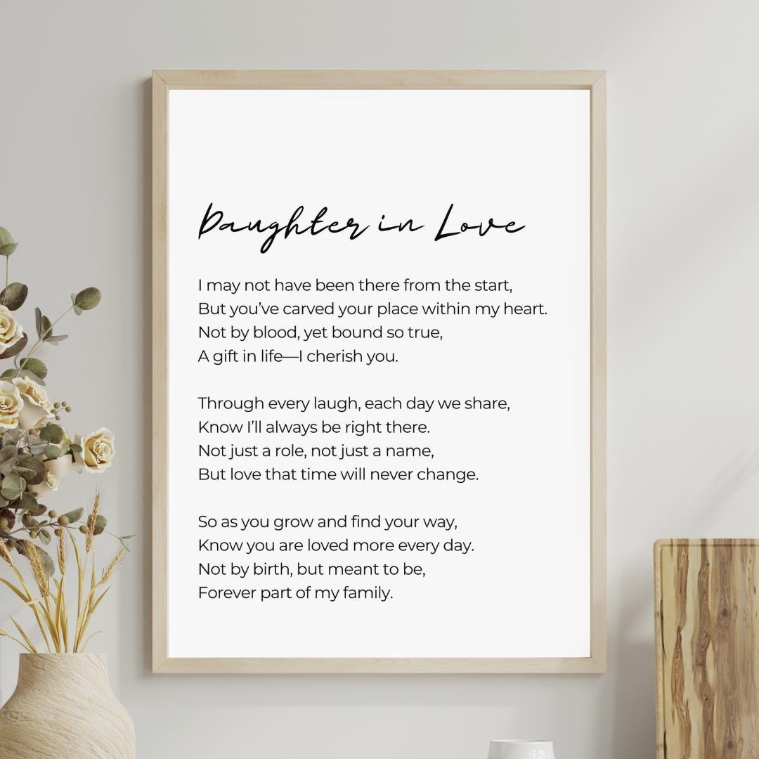 Daughter in Law Poem | Daughter in LOVE Future Daughter in Law Gift ...