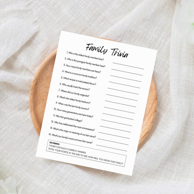 Family Reunion Quiz | Family Quiz Questions Family Get Together Games ...