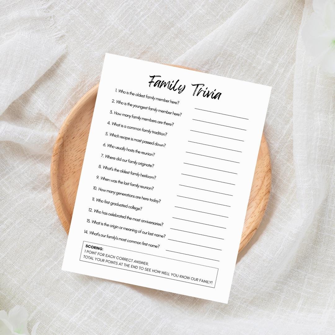 Family Reunion Quiz | Family Quiz Questions Family Get Together Games ...