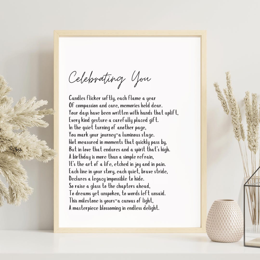 Celebrating YOU Birthday Poem | Printable Sentimental Birthday Gift for ...