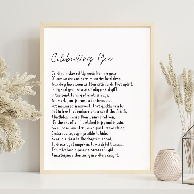Celebrating YOU Birthday Poem | Printable Sentimental Birthday Gift for ...
