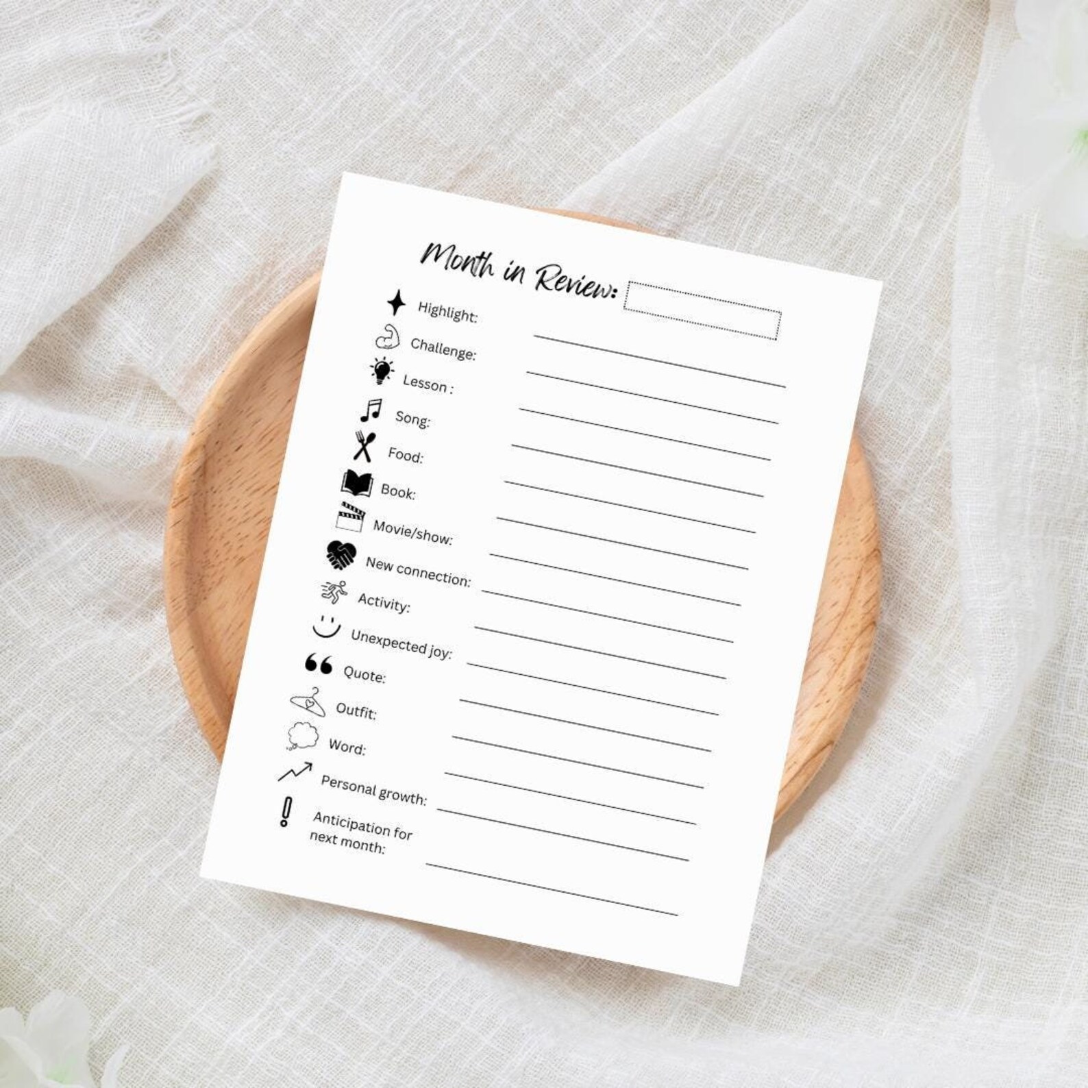 Monthly Overview Printable | Month in Review, Monthly Reflection, Month ...