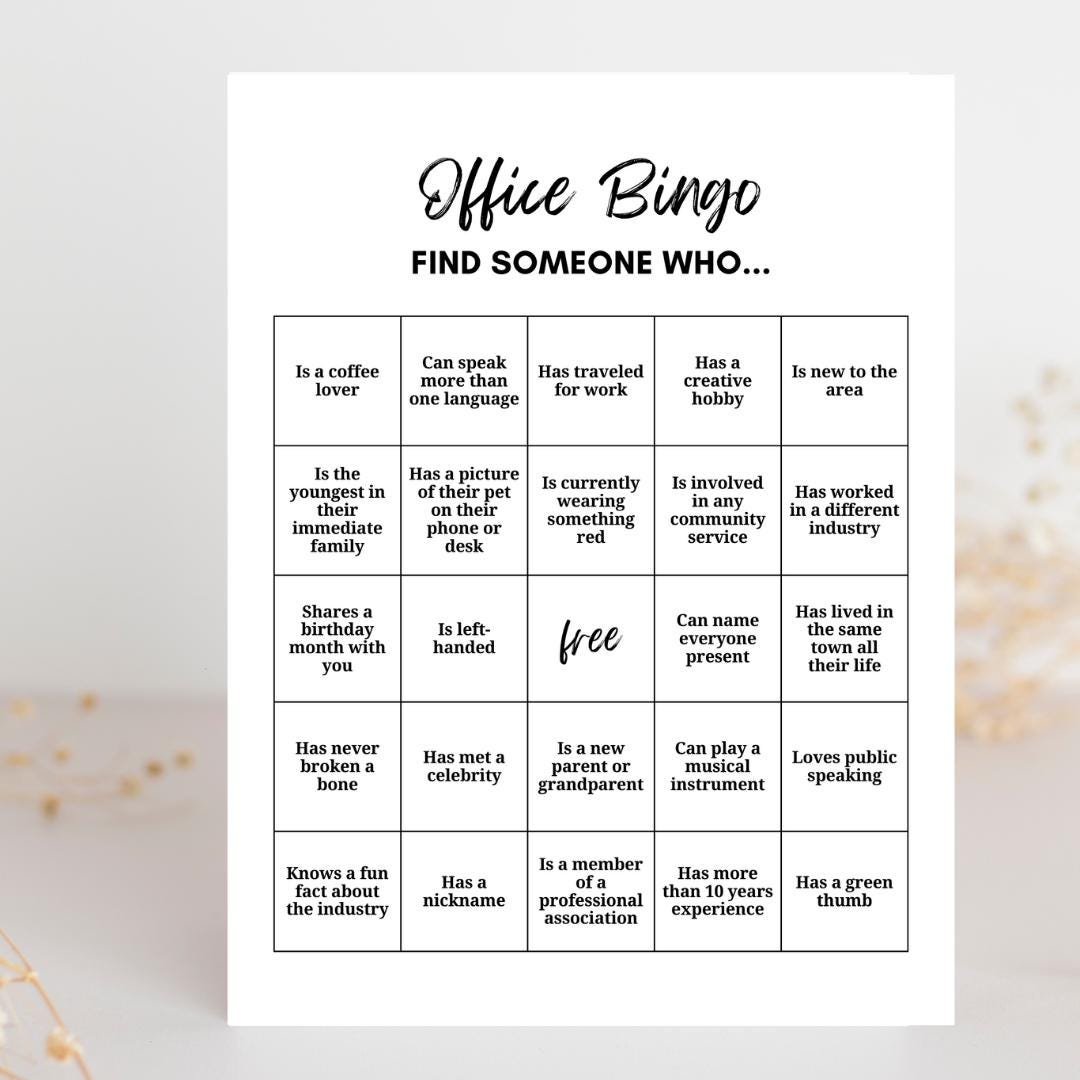 Coworker Bingo Printable Team Building Games, Office Bingo, Icebreaker ...