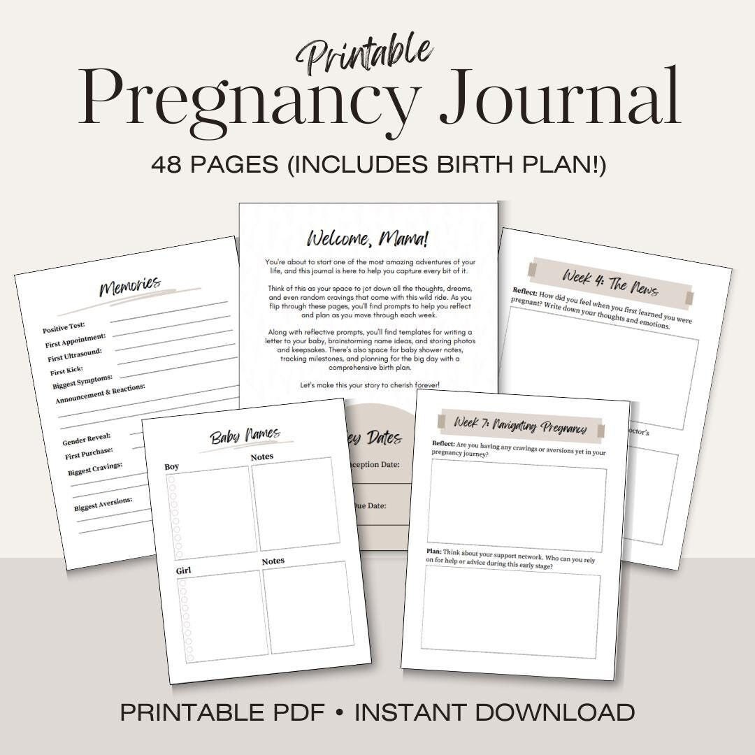 Week by Week Pregnancy Journal | Pregnancy Tracker Monthly Pregnancy ...