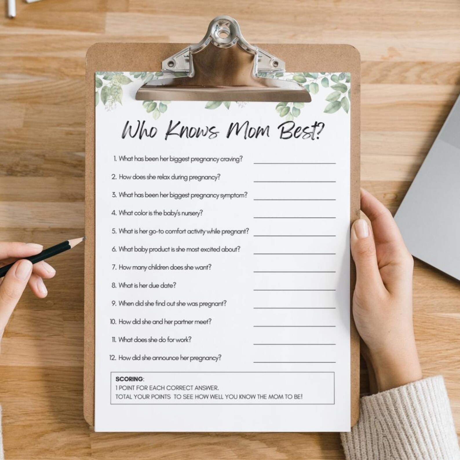 Printable Who Knows Mom Best Baby Shower Game, Baby Trivia Game, Baby ...