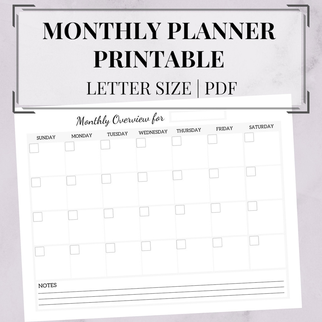 Monthly Blank Calendar, Month at a Glance, Monthly Overview, Homeschool ...