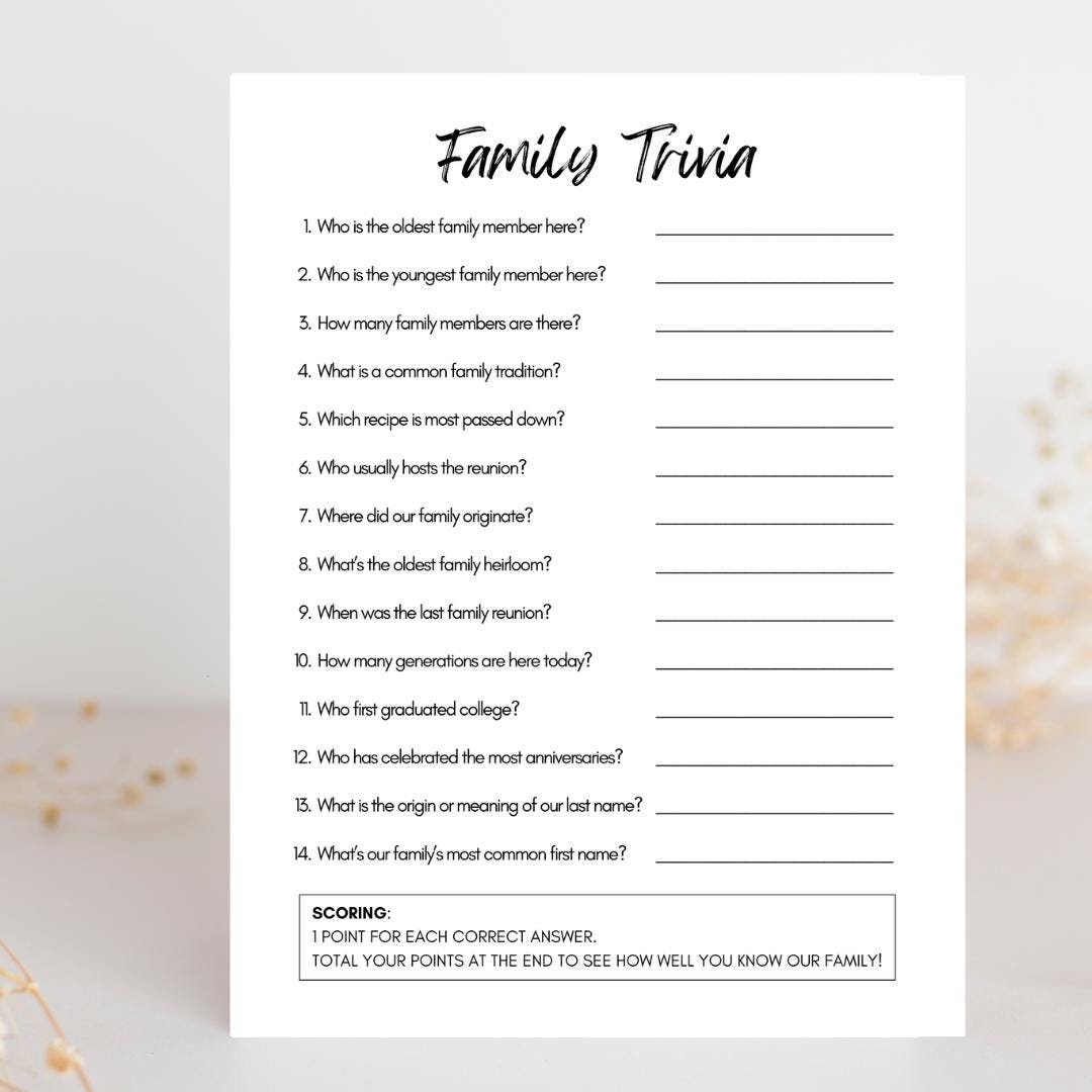 Family Reunion Quiz | Family Quiz Questions Family Get Together Games ...