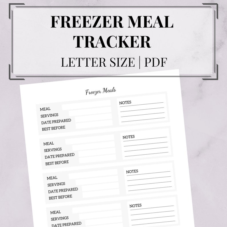 Freezer Meal Tracker Printable Freezer Log Frozen Food | Etsy