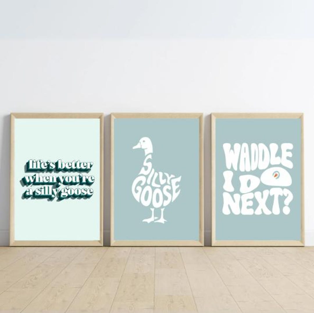Silly Goose Print Set of 3 | Silly Goose Nursery Decor Silly Goose Wall ...