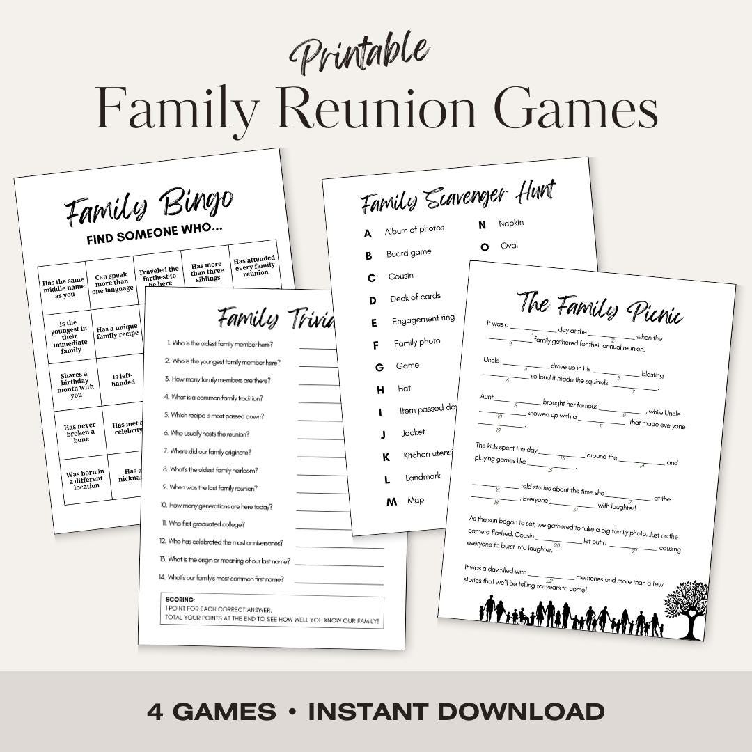 Family Reunion Games Printable, Family Reunion Scavenger Hunt, Family ...