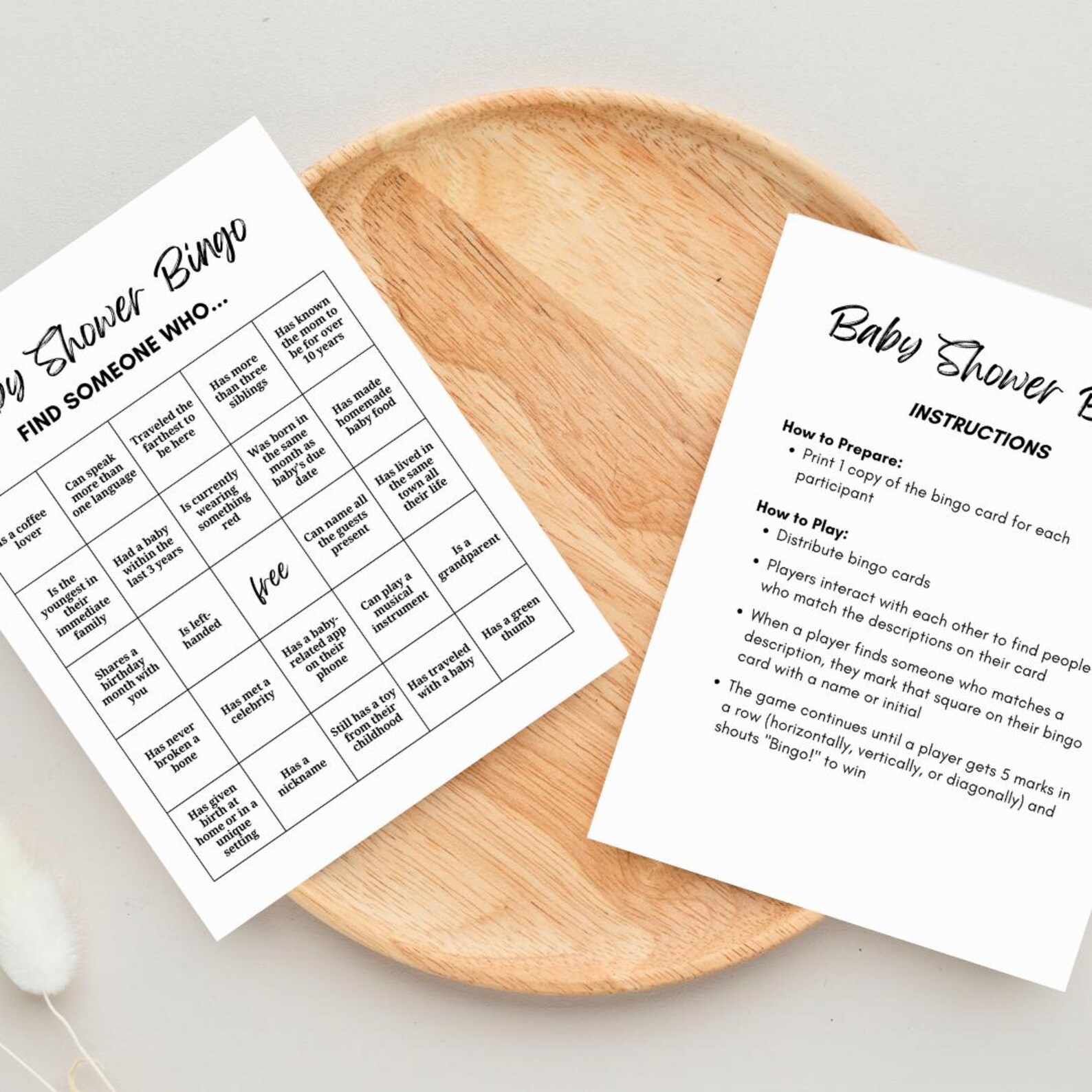 Printable Baby Shower Bingo Game | Find the Guest Bingo Baby Shower ...