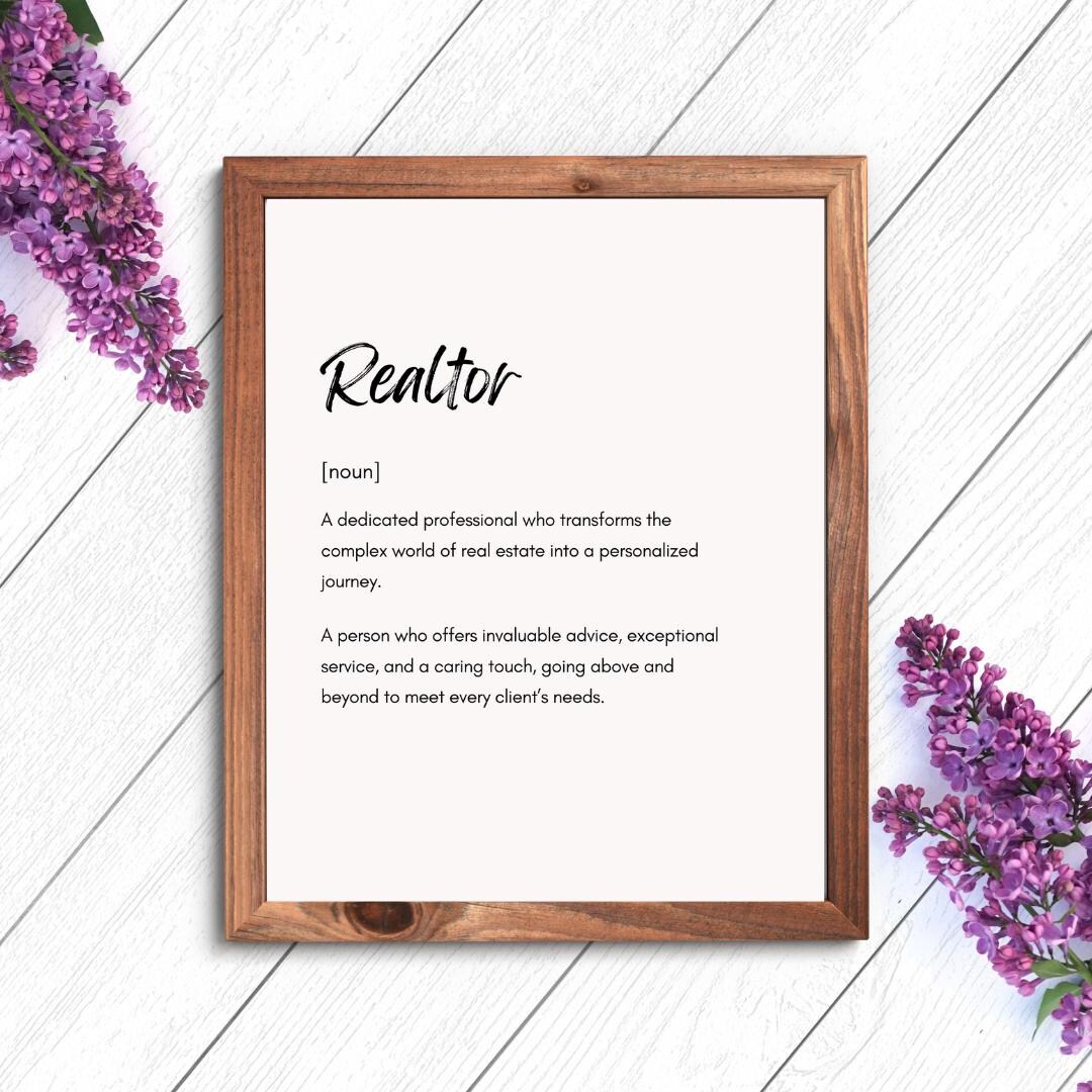 Realtor Definition Wall Art Real Estate Print Realtor Gift Realtor ...