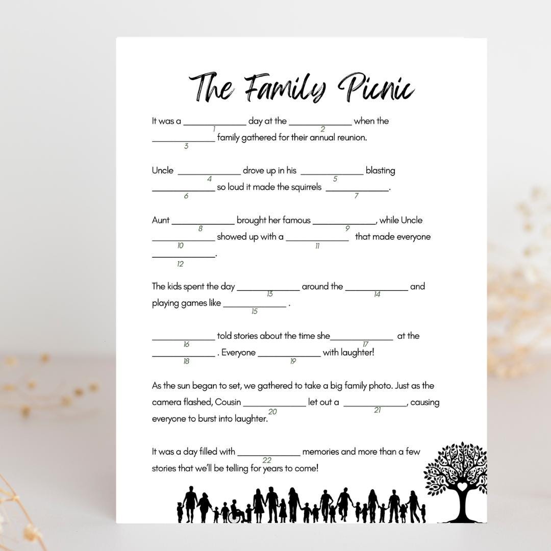 Printable Family Reunion Mad Libs | Family Reunion Games Printable ...