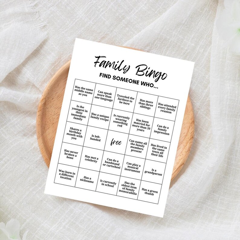 Printable Family Reunion Bingo Family Reunion Games Printable, Find the ...