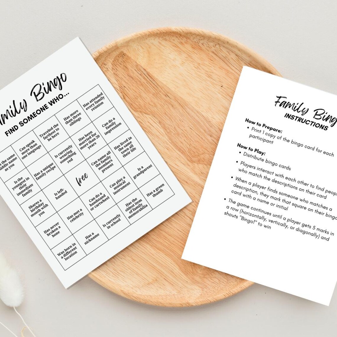 Family Bonding Activities | Family Bingo Game Family Reunion Games ...