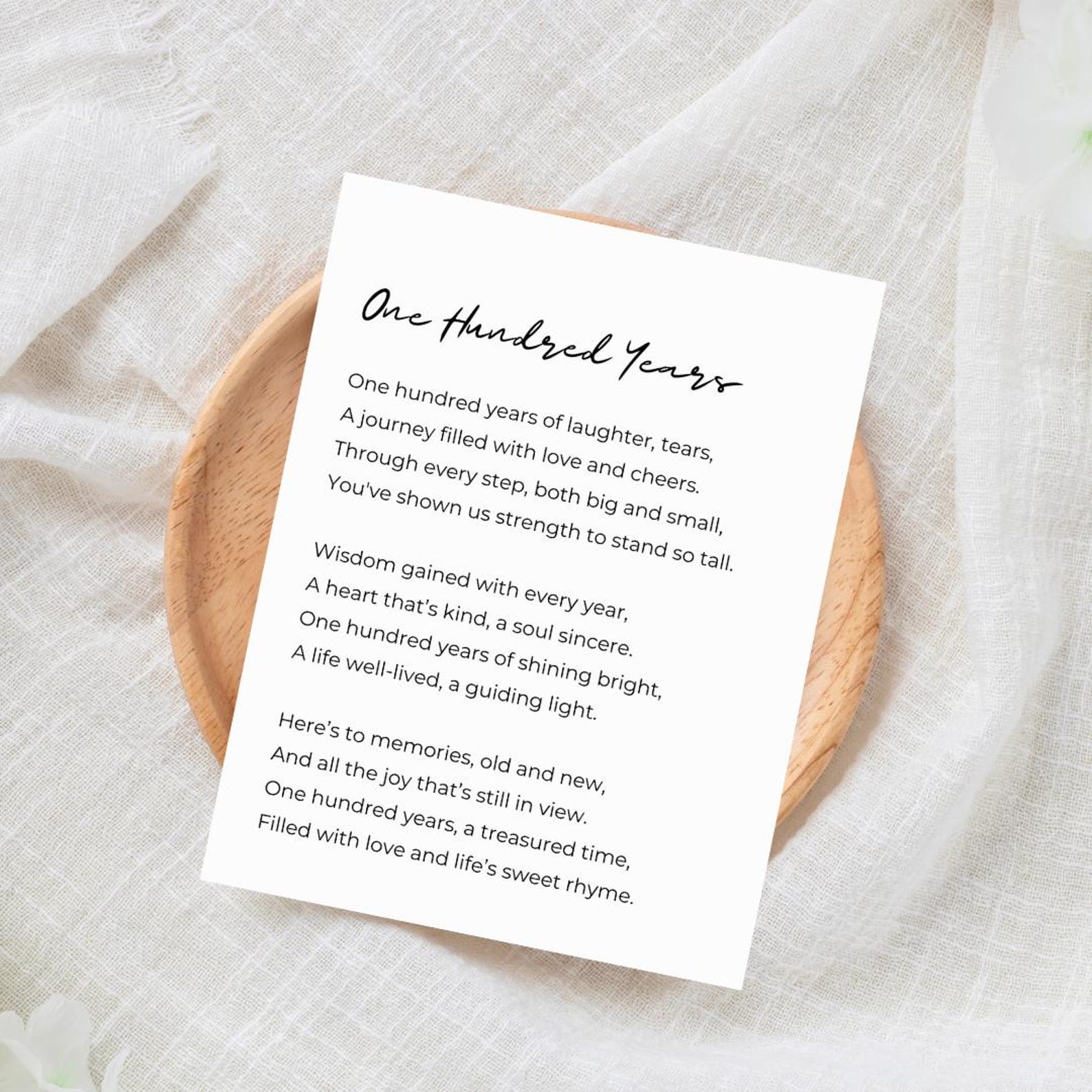 100th Birthday Gift | Printable 100th Birthday Gift for Women and Men ...