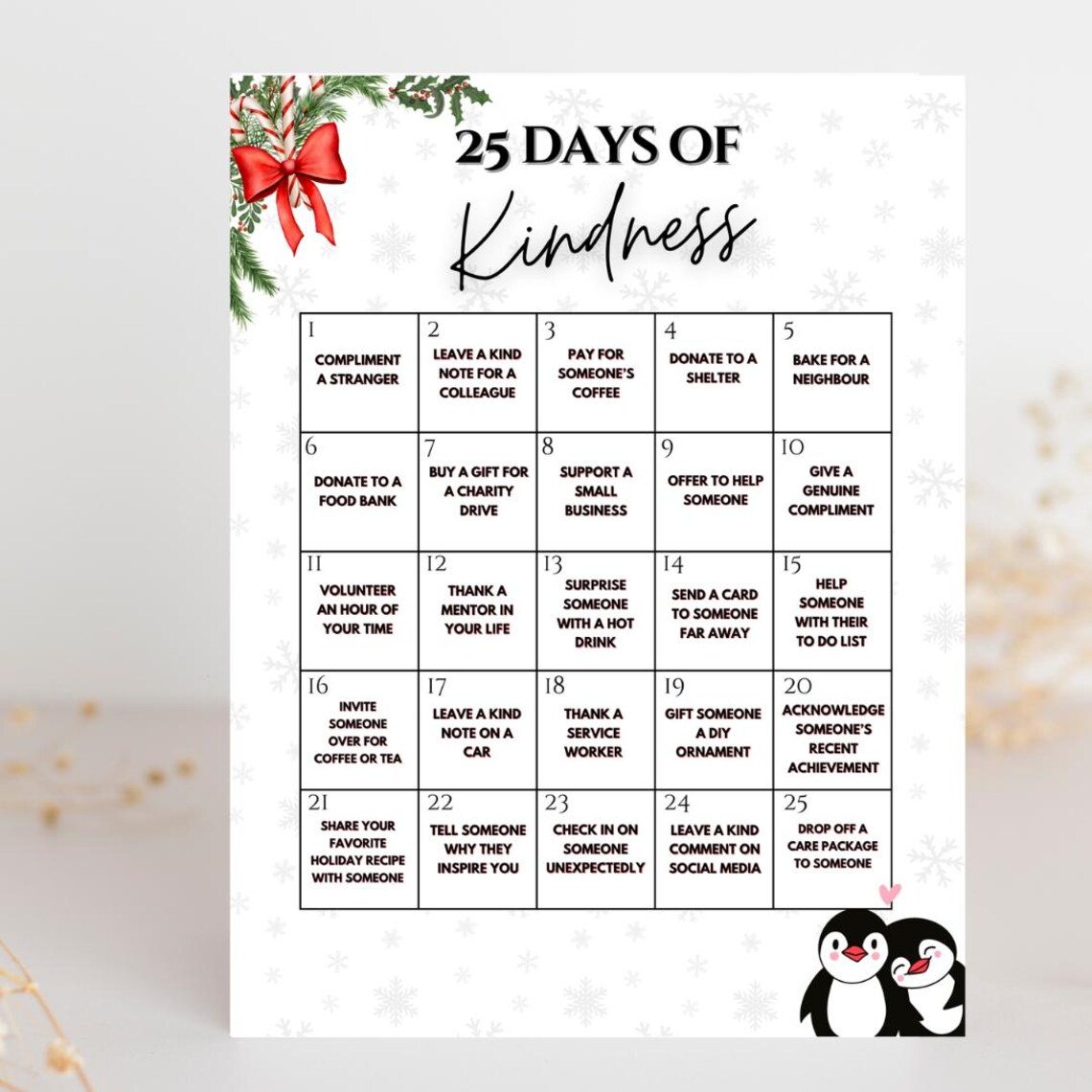 Christmas Kindness Printable Advent Calendar 2025 | Acts of Service ...
