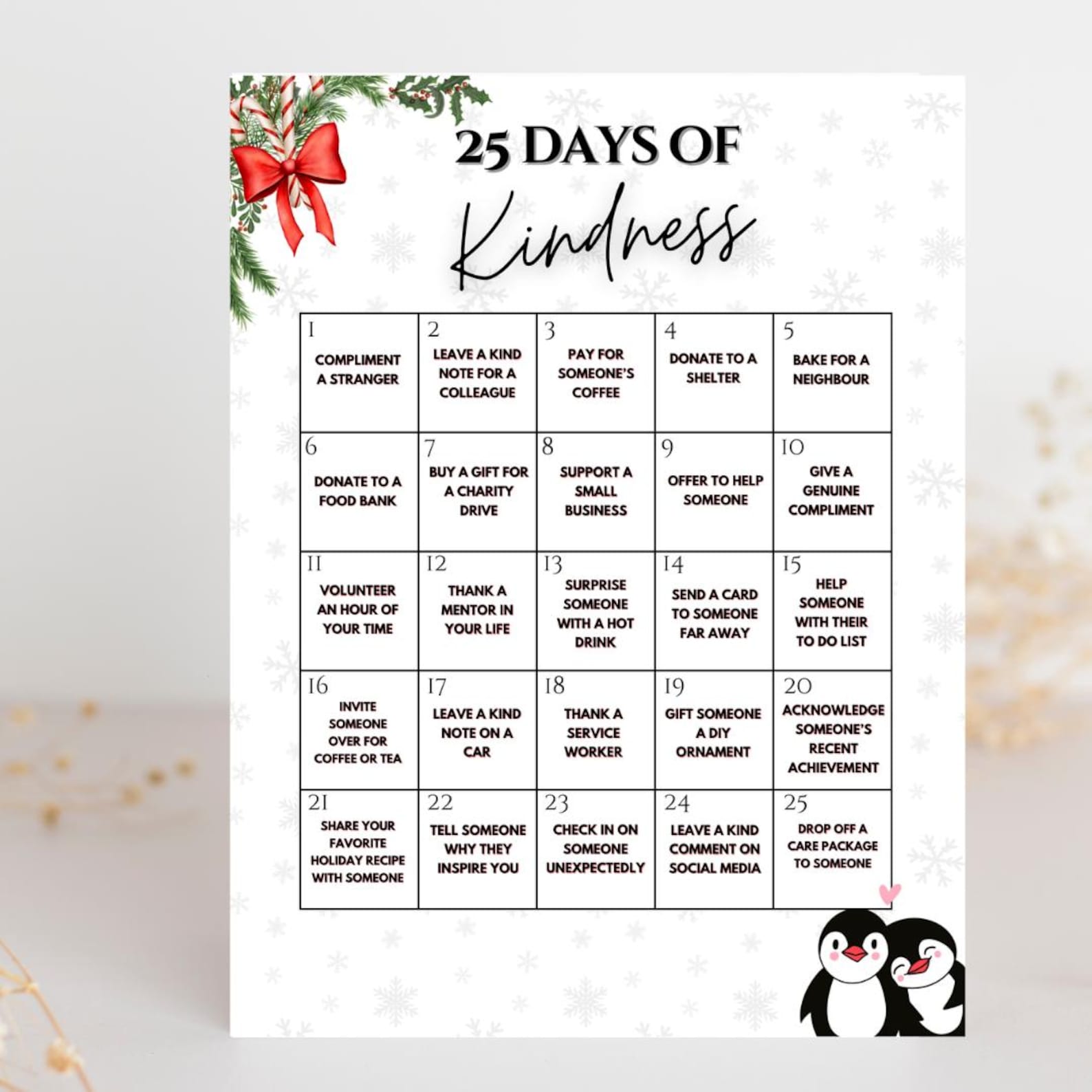 Christmas Kindness Printable Advent Calendar 2025 | Acts of Service ...