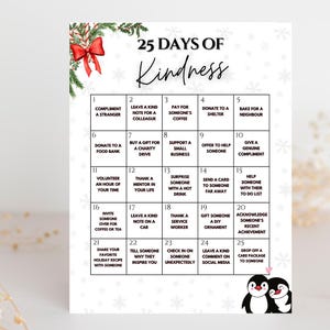 Christmas Kindness Printable Advent Calendar 2025 | Acts of Service ...