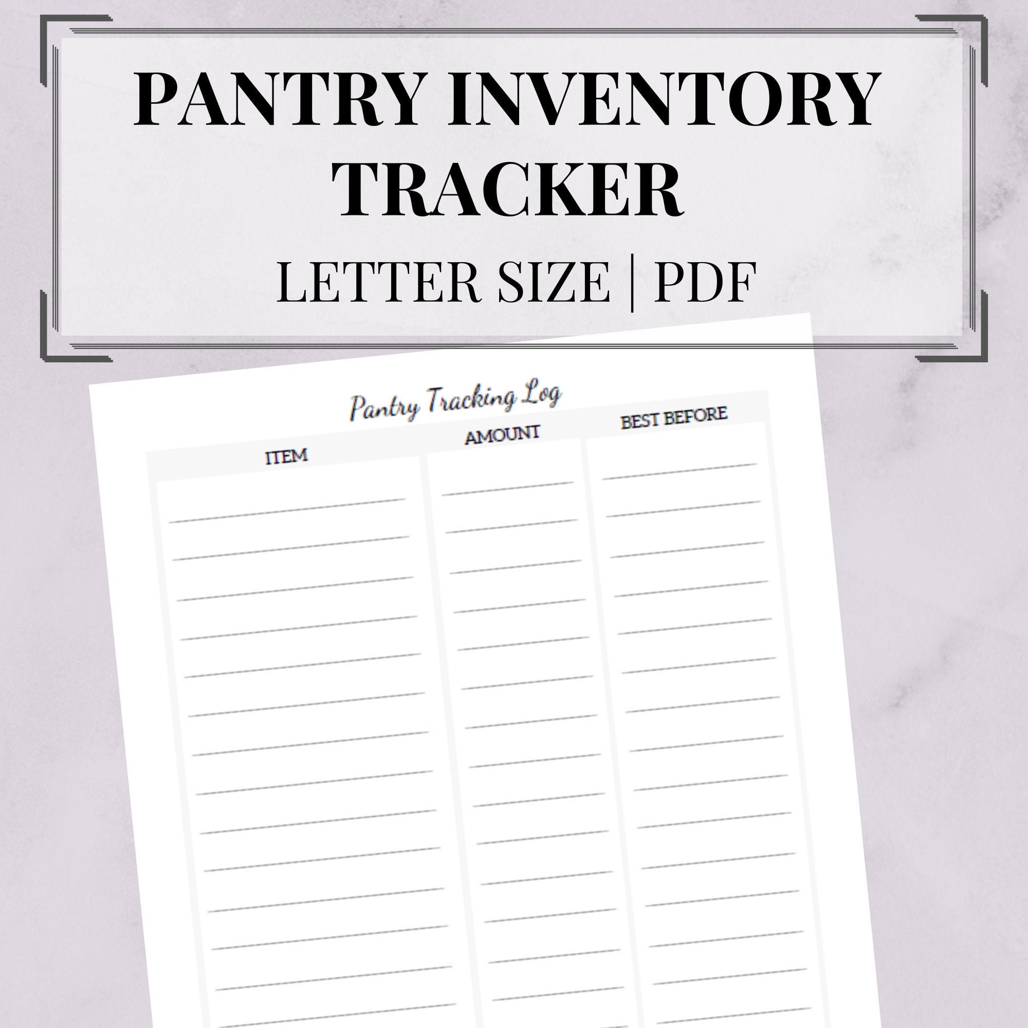 Pantry Log, Pantry Organization, Printable Inventory Tracker, Home ...