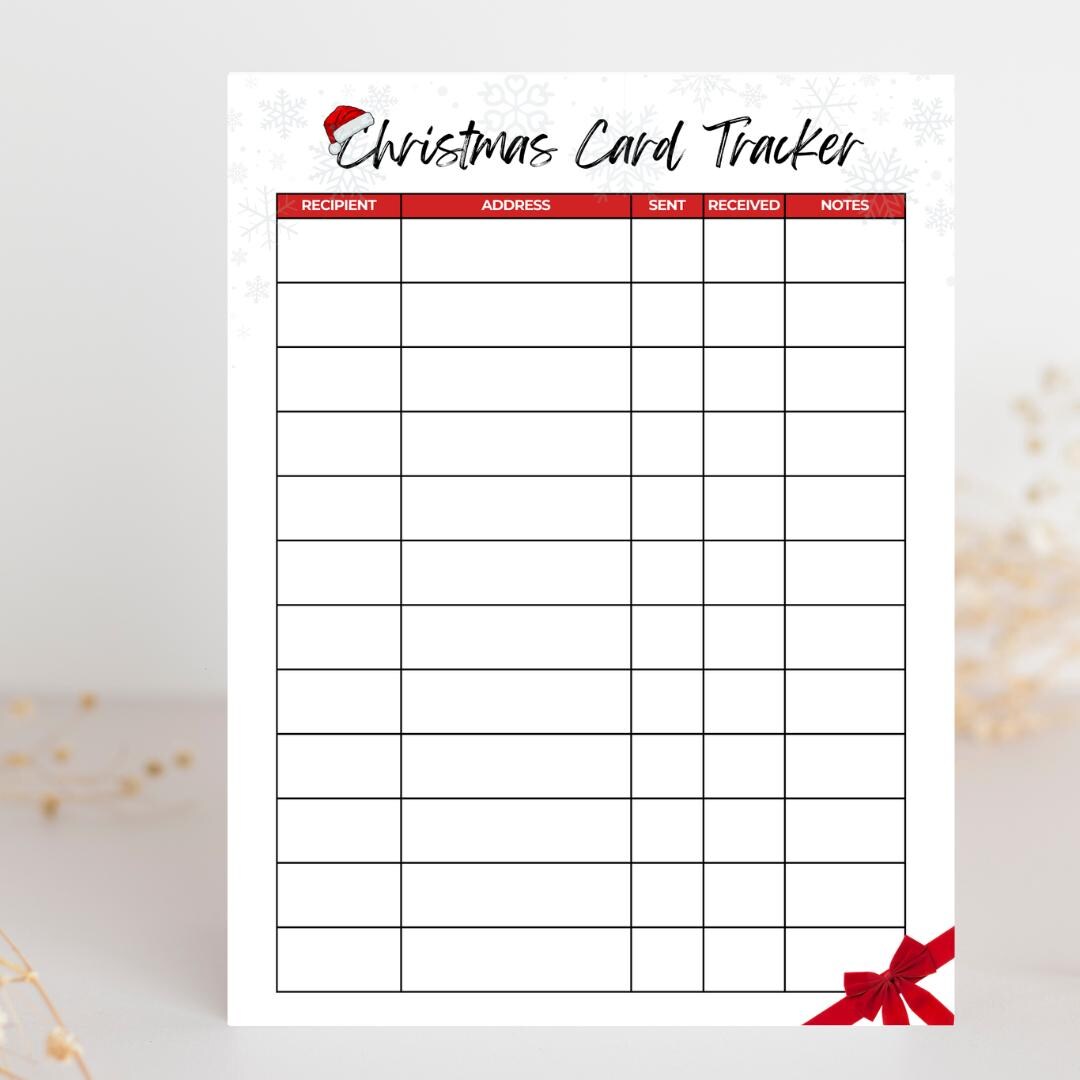 Christmas Card Tracker | Christmas Card List, Holiday Card Tracker ...