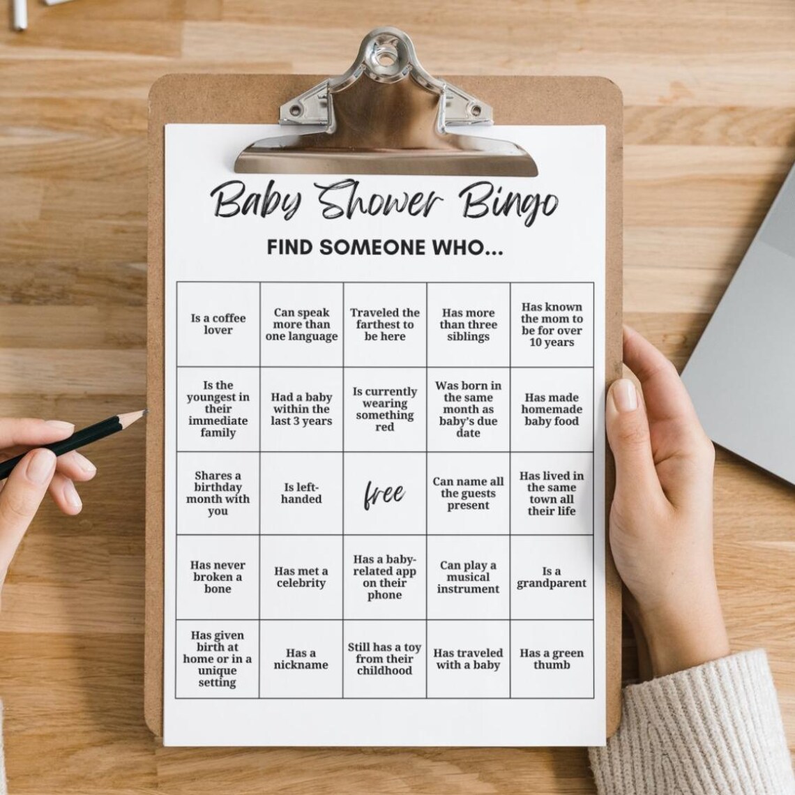 Printable Baby Shower Bingo Game | Find the Guest Bingo Baby Shower ...