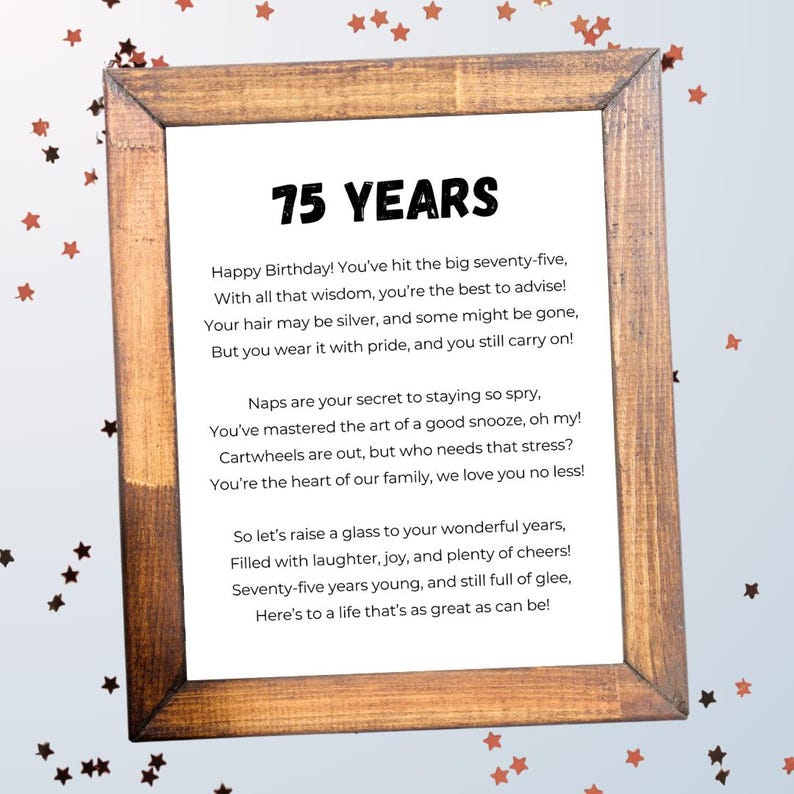 Funny 75th Birthday Gift for Women and Men | Printable Digital Download ...
