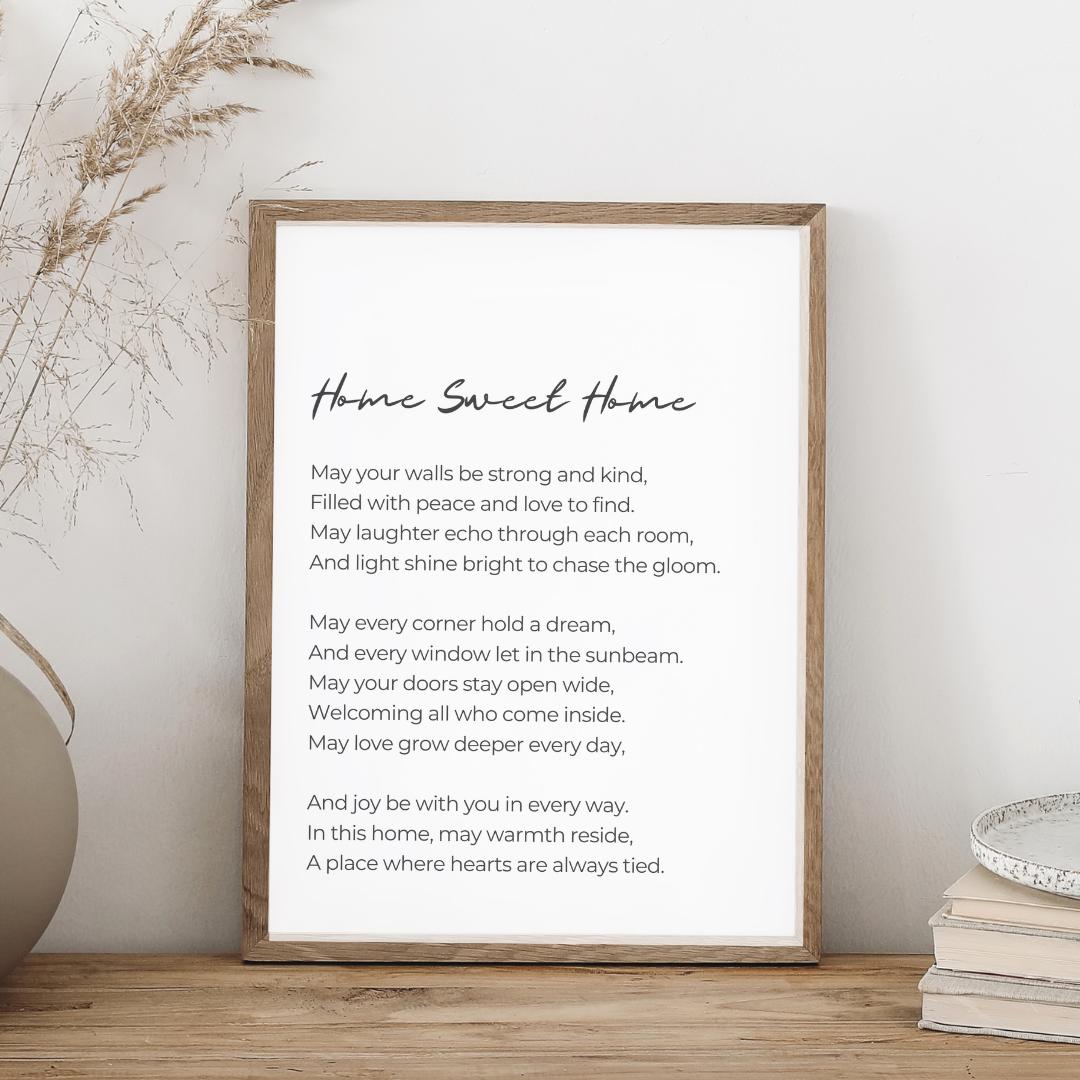 Home Sweet Home Poem | House Blessing Poem New Home Poem Neighbor ...