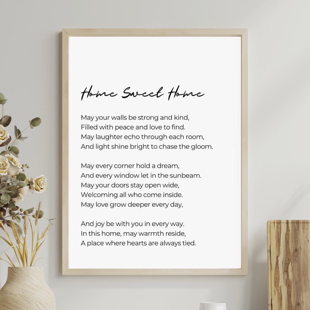 Home Sweet Home Poem | House Blessing Poem New Home Poem Neighbor ...