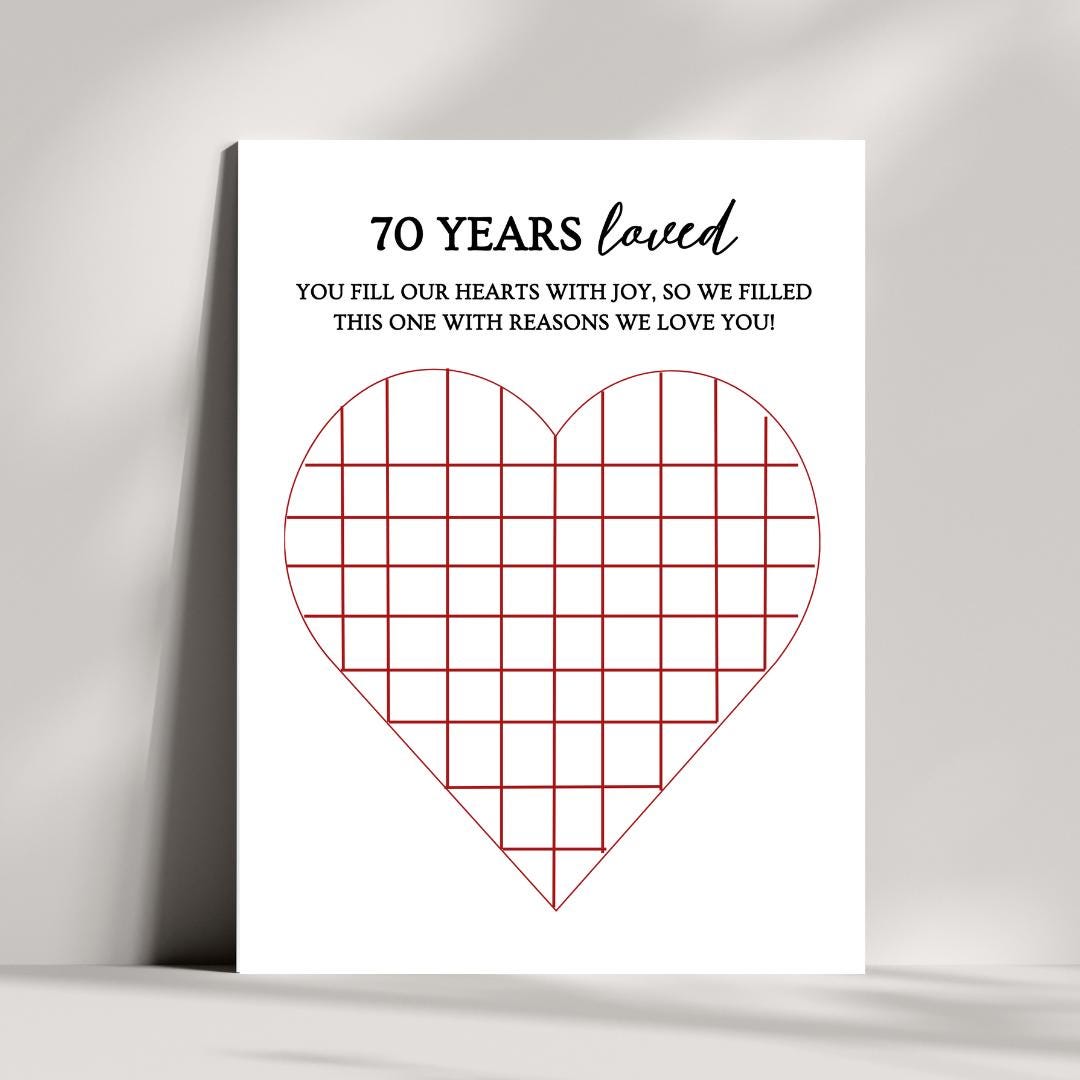 70 Years Loved Reasons We Love You Poster Board Printable 70th Birthday ...