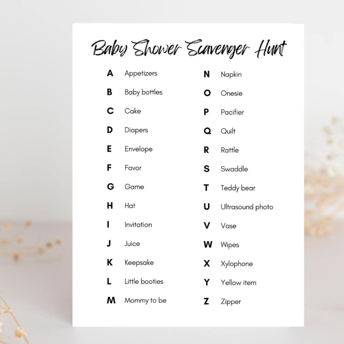 Baby Shower Scavenger Hunt | Printable Baby Shower Games, Printable ...