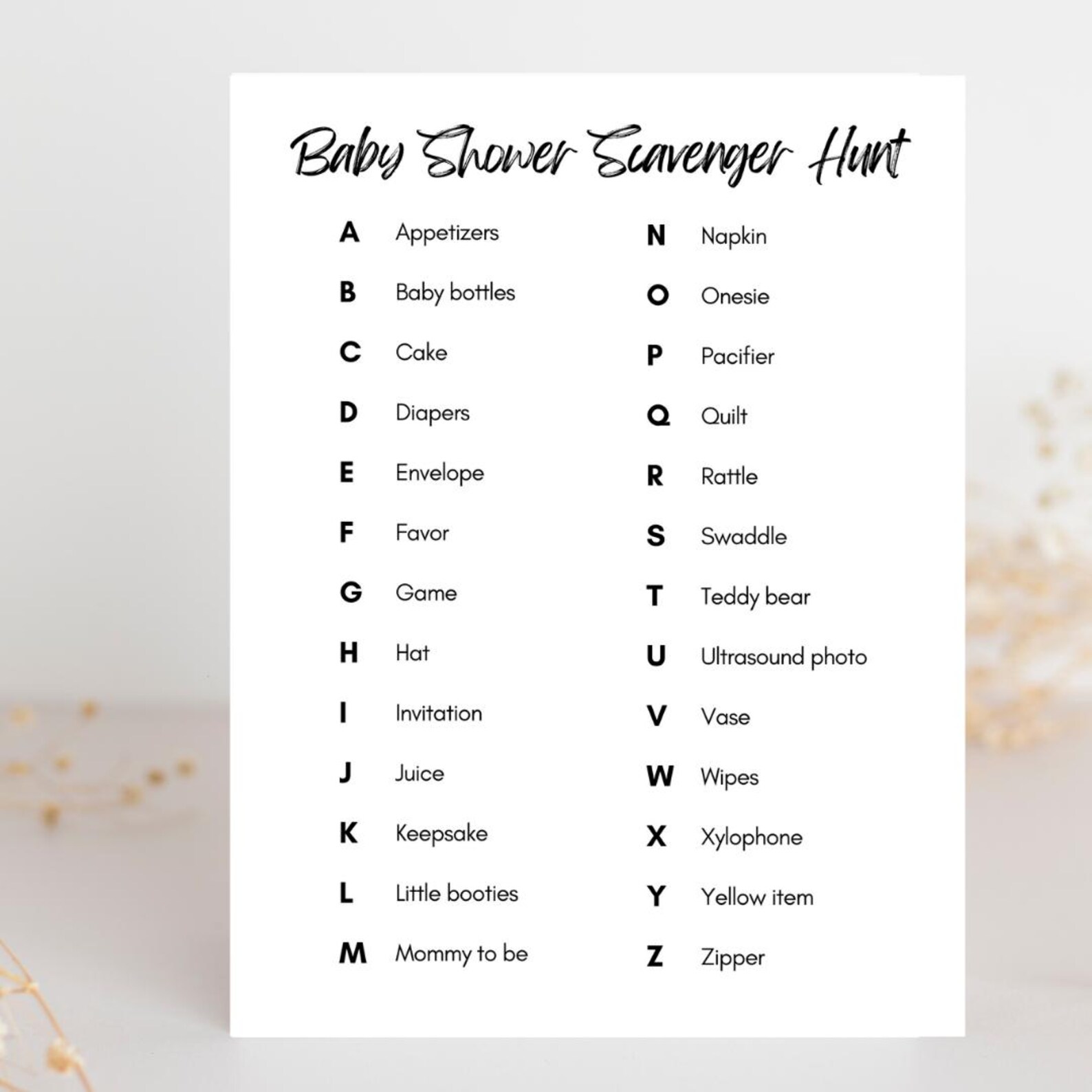 Baby Shower Scavenger Hunt | Printable Baby Shower Games, Printable ...
