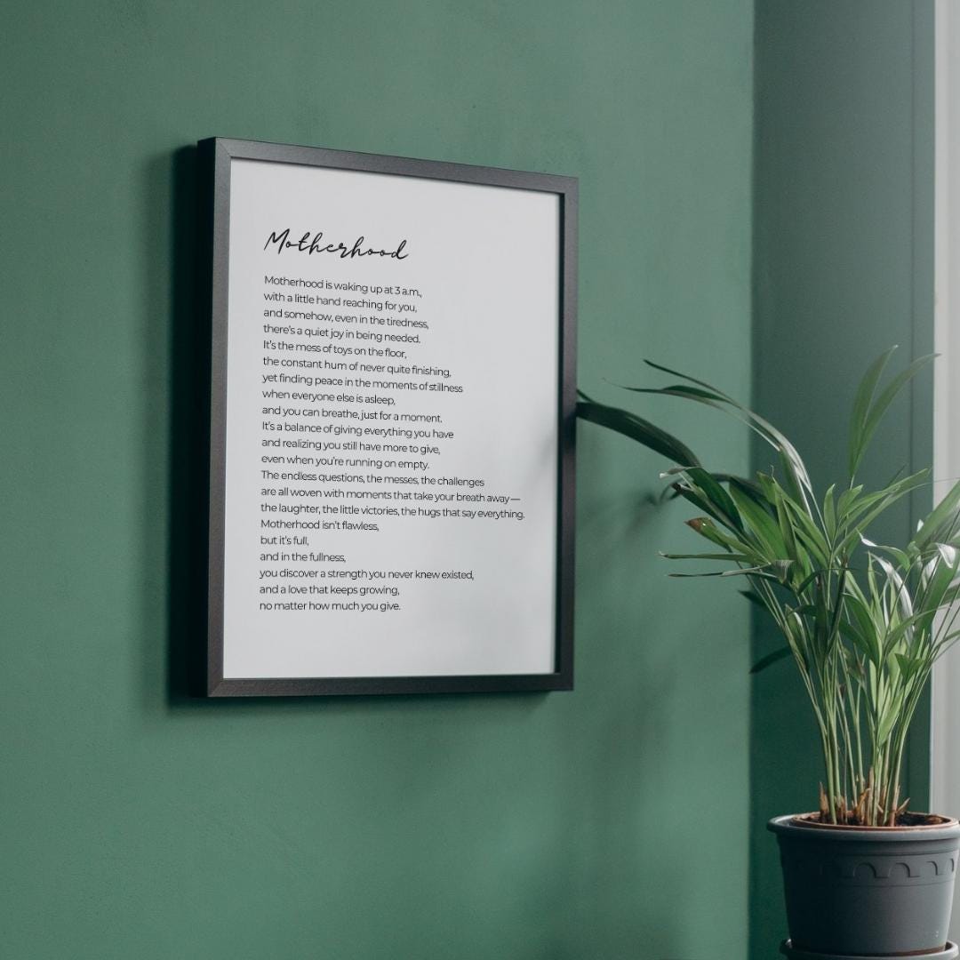 Motherhood Poem | Post Pregnancy Gift Postnatal Gifts for Mom, Gifts ...