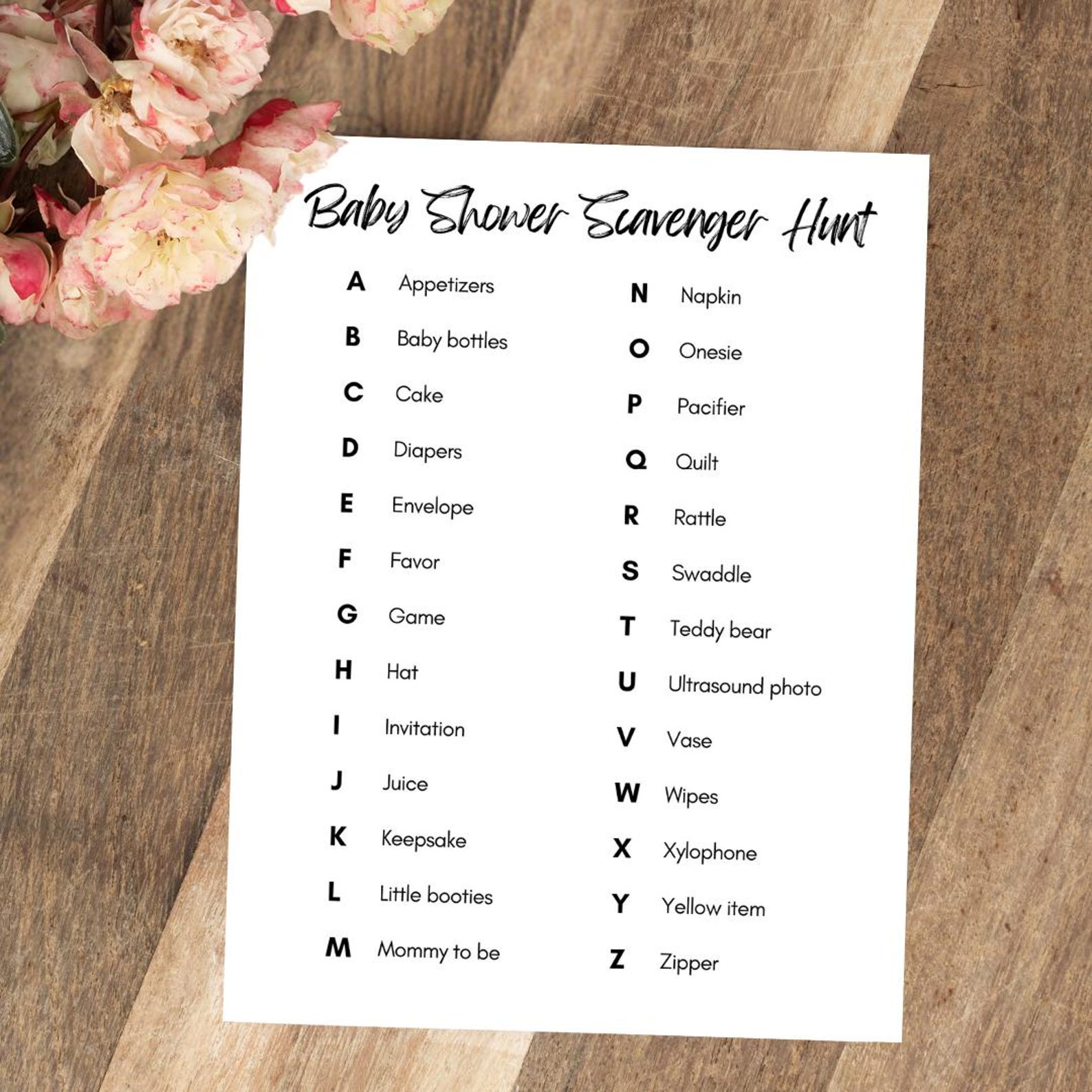 Baby Shower Scavenger Hunt | Printable Baby Shower Games, Printable ...