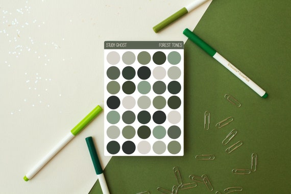 Forest Toned Matte Circle Stickers Study Bullet Journal - Etsy