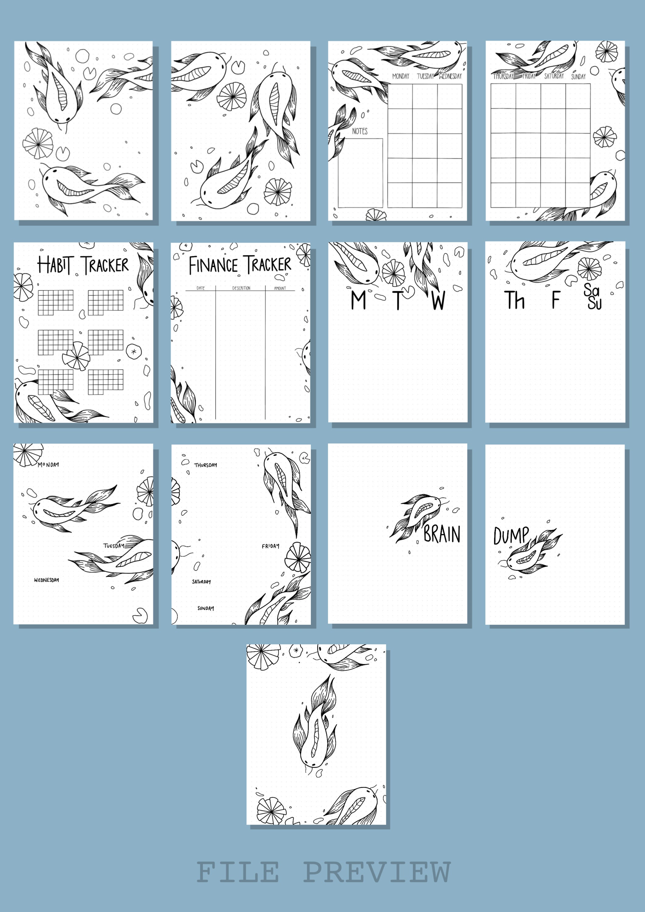 Koi Fish Journal Printable Set for Journal or Planner Any Month - Etsy UK